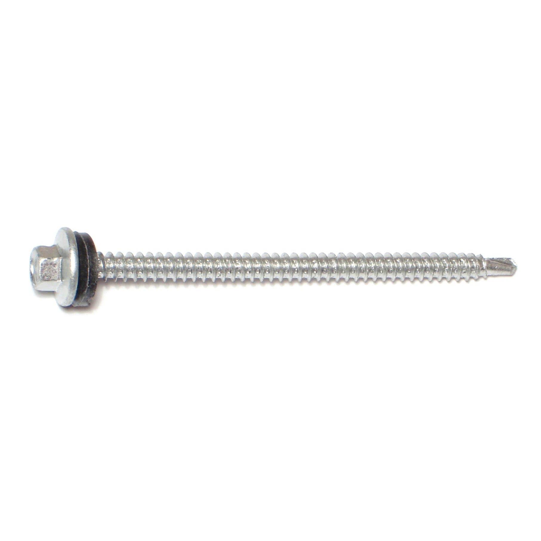 #10-14 x 3" Silver Ruspert Coated Steel Hex Washer Head Pole Barn Self ...