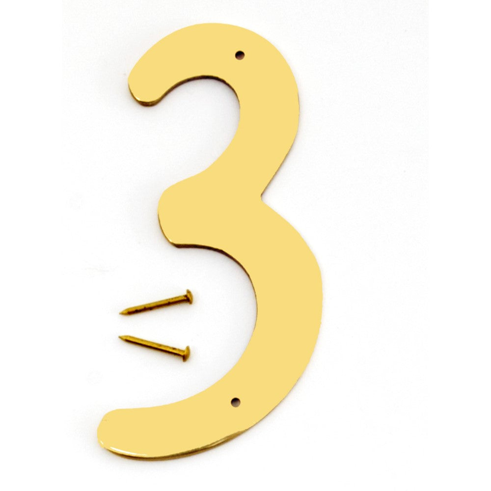 4" Decorative Brass Number 3 (10 pcs.) — MonsterFastener